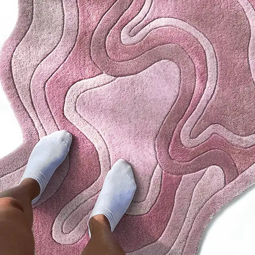 Jubi Rolling Tides Organic Shaped Wool Rug Modern Hand Tufted Irregular ...