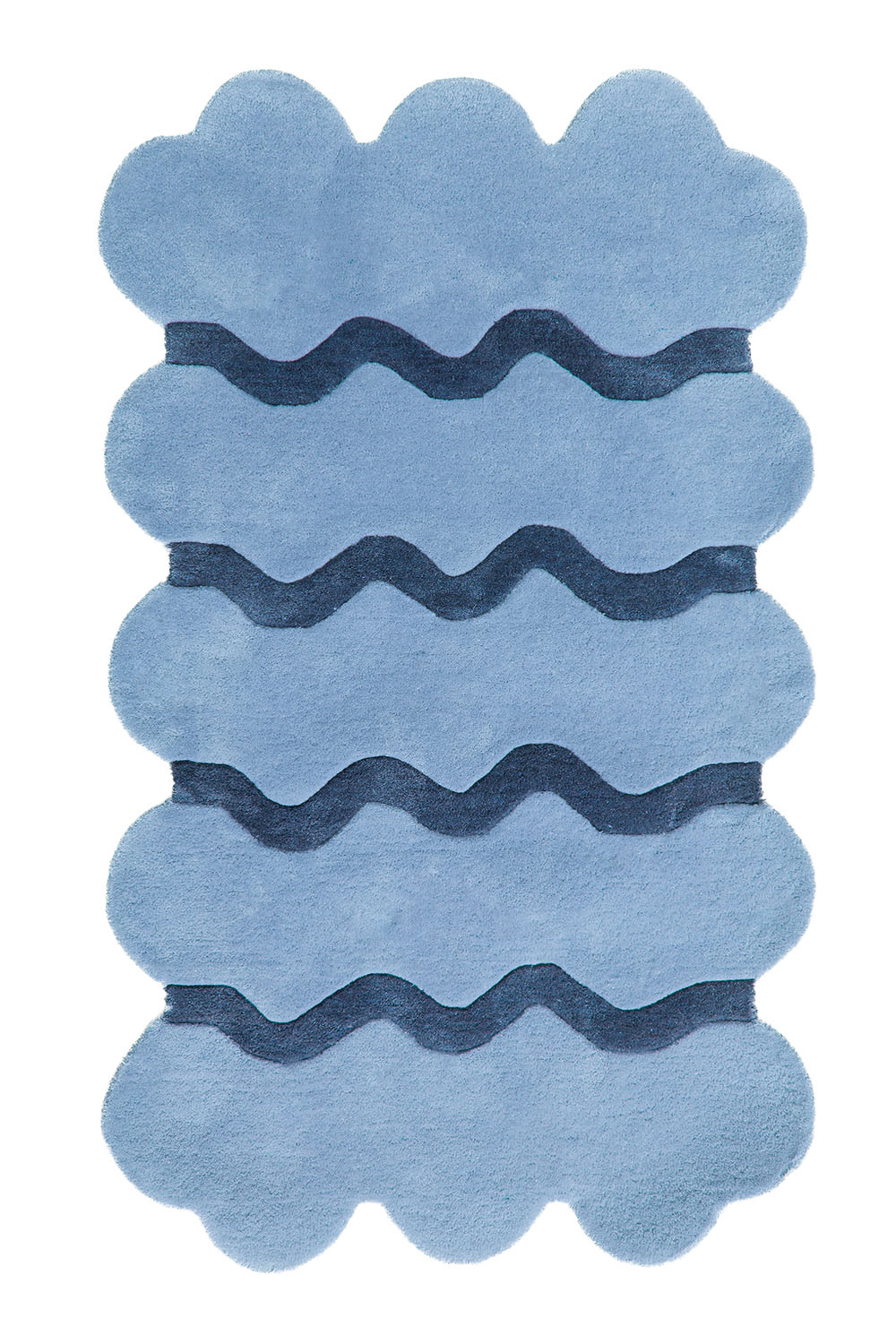 Jubi Sculpted Edge Striped Tufted Wool Rug Handmade Unique Wavy Area ...